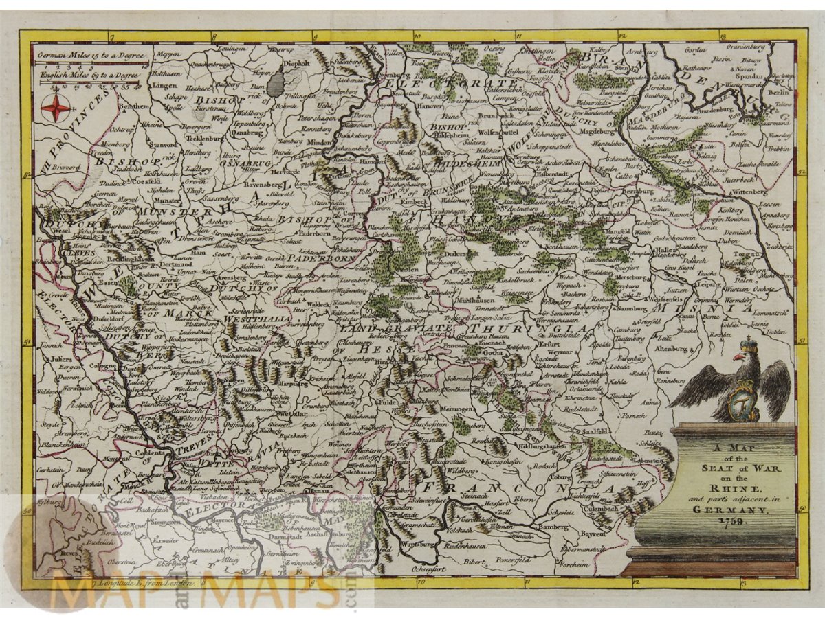 Germany War Map Rhine Region by Gibson 1759 | MAPandMAPs