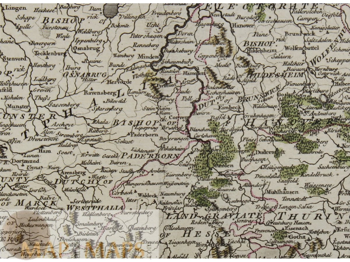 Germany War Map Rhine Region by Gibson 1759 | MAPandMAPs
